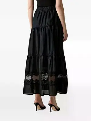 MORGAN Tiered Lace-insert Maxi Skirt