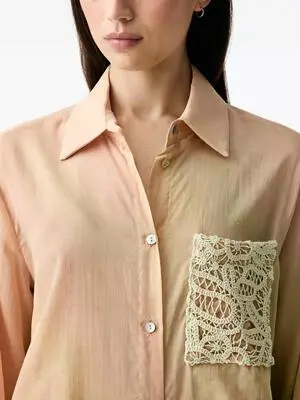 VICOLO Long Sleeve Crochet Pocket Shirt