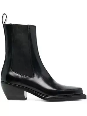 Sandro Stacked-heel Leather Ankle Boots - Black