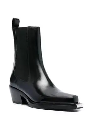 Sandro Stacked-heel Leather Ankle Boots
