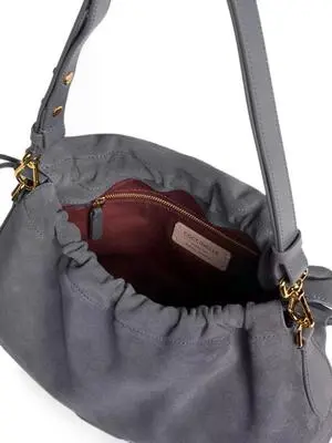 COCCINELLE Small Lidia Logo-embossed Suede Shoulder Bag - Grey