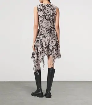 ALLSAINTS Ruffled Asymmetric Angie Midi Dress - White