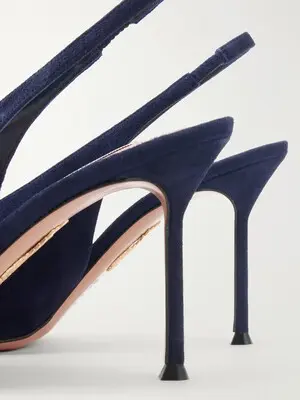 AQUAZZURA Voltaire 85 Suede Slingback Pumps