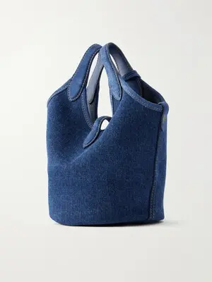 Polo Ralph Lauren Embroidered Suede-trimmed Denim Tote