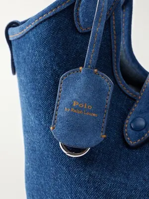 Polo Ralph Lauren Embroidered Suede-trimmed Denim Tote