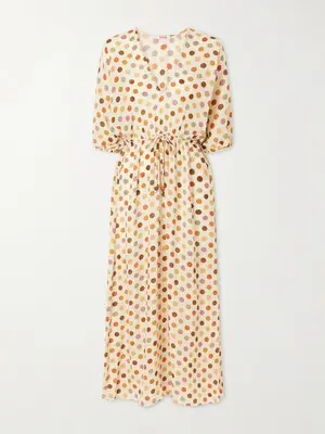 ERES Unexpected Polka-dot Silk-muslin Coverup - Neutrals