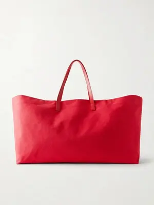 KALLMEYER Cottage Leather-trimmed Canvas Tote - Red