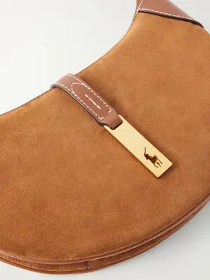 Polo Ralph Lauren Suede Shoulder Bag With Leather Trim - Brown