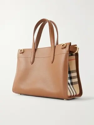 Burberry Small Cotswolds Tote With Checked Canvas Trim