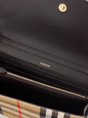 Burberry Leather-trimmed Checked Coated-canvas Clutch