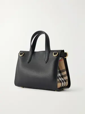 Burberry Cotswolds Mini Checked Canvas-trimmed Leather Tote