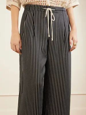 Maria Mcmanus Striped Habotai Wide-leg Trousers