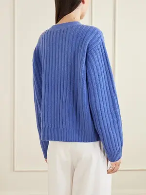 ALLUDE Ribbed Cashmere Cardigan