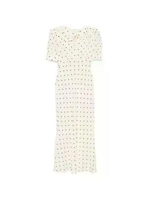 Alessandra Rich Polka-dot Ruffled Midi Dress - Neutrals