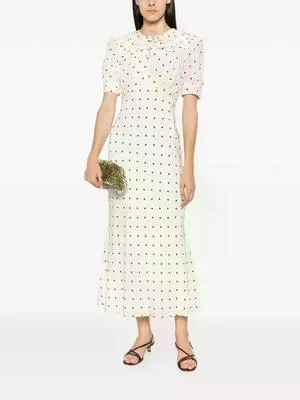 Alessandra Rich Polka-dot Ruffled Midi Dress - Neutrals