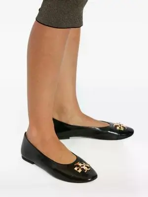 Tory Burch Charlie Logo-plaque Ballet Flats - Black