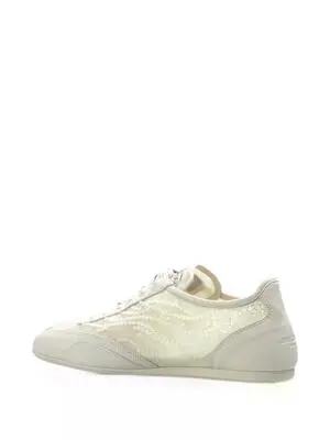 JIMMY CHOO Sequin-embellished Lace-up Sneakers - Neutrals