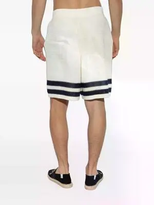 Kenzo Stripe-trim Decorative-weave Shorts - Neutrals