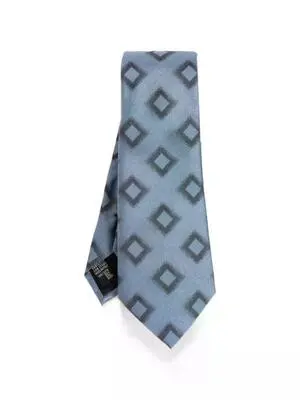 Giorgio Armani Geometric-print Silk Tie - Blue