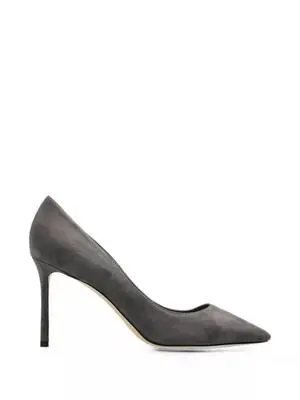 JIMMY CHOO Romy 85 Leather Pumps - Grey