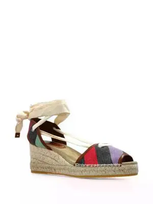 Versace Lola Striped Wedge Sandals