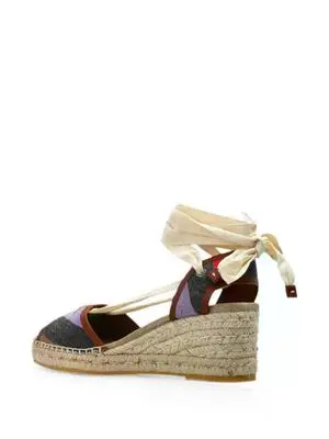 Versace Lola Striped Wedge Sandals