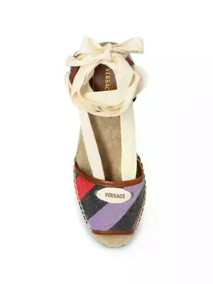 Versace Lola Striped Wedge Sandals