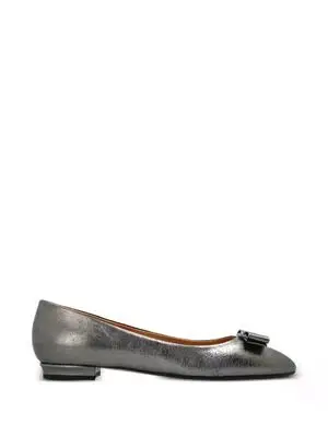 FERRAGAMO Varina Bow-detail Ballet Flats - Grey