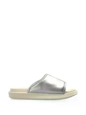 Y3 Logo-print Leather Sandals - Silver