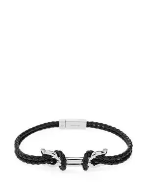 FERRAGAMO Gancini Braided Leather Bracelet