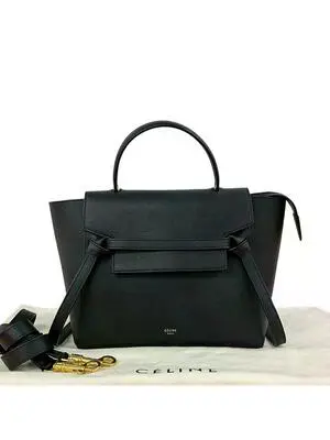 Celine 2016 Micro Grained Calfskin Belt Bag Satchel - Black