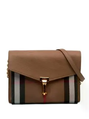Burberry 2000-2017 Small Leather And House Check Canvas Derby Macken Crossbody Bag - Brown