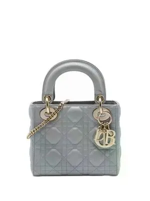 Dior 2019 Mini Lambskin Cannage Lady Satchel - Grey