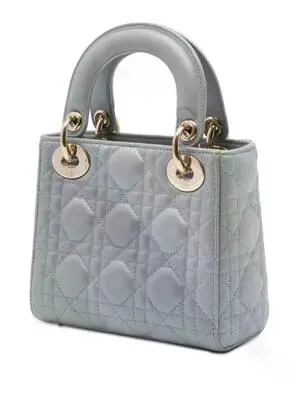 Dior 2019 Mini Lambskin Cannage Lady Satchel - Grey
