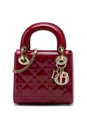 Dior 2018 Mini Patent Cannage Lady Satchel - Red