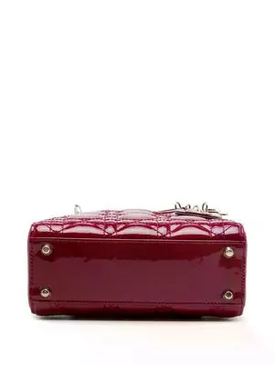 Dior 2018 Mini Patent Cannage Lady Satchel - Red
