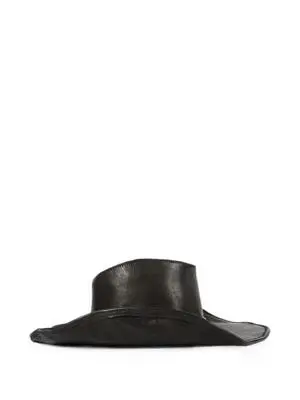 ANN DEMEULEMEESTER Grained-leather Braided-trim Hat