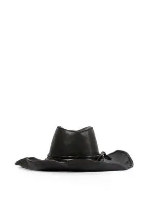ANN DEMEULEMEESTER Grained-leather Braided-trim Hat