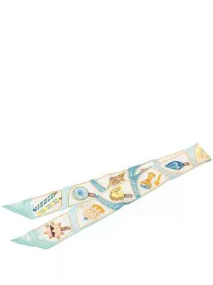 Hermès 2010-2026 Funny Ice Cream Silk Twilly Scarf Scarves - Blue