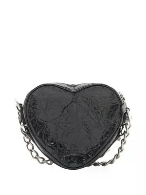 Balenciaga Lambskin Le Cagole Heart Chain Bag - Black