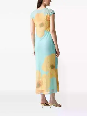 NEVER FULLY DRESSED Floral-print Mesh Midi Dress