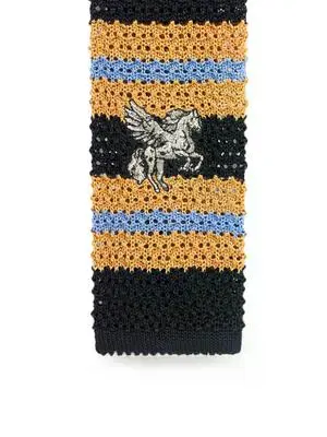 Etro Knit Silk Tie With Stripes And Pegaso Motif