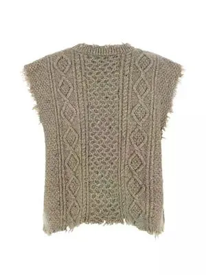 R13 Cable-knit Frayed Vest - Grey