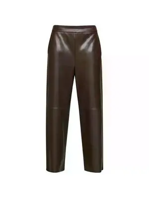 Max Mara Leather-effect Straight-leg Trousers - Brown
