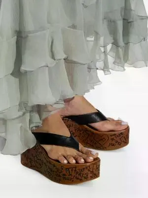 Chloé Maxime Graffiti-print Wedge Sandals