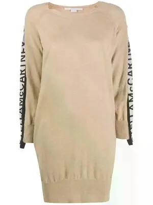 Stella McCartney Logo Stripe Knitted Dress - Neutrals