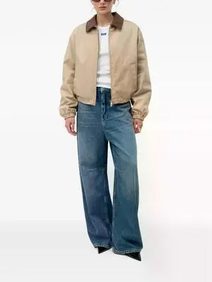 Hugo Stretch Cotton Jacket With Contrast Corduroy Collar