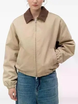 Hugo Stretch Cotton Jacket With Contrast Corduroy Collar