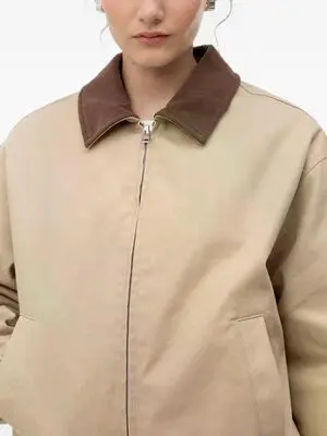 Hugo Stretch Cotton Jacket With Contrast Corduroy Collar