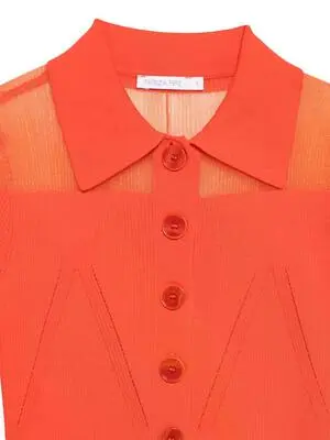 Patrizia Pepe Sheer-panelled Knit Polo Shirt